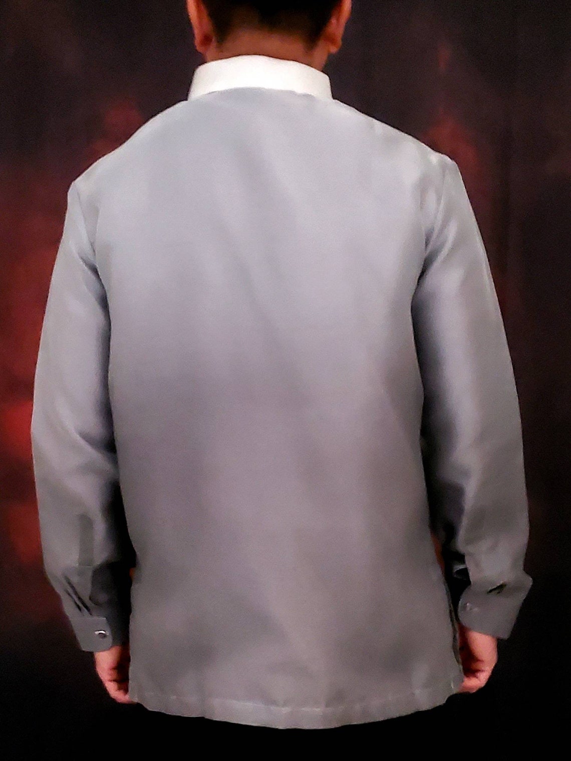 BARONG TAGALOG Gray Embroidered With Inner Lining Filipino National ...