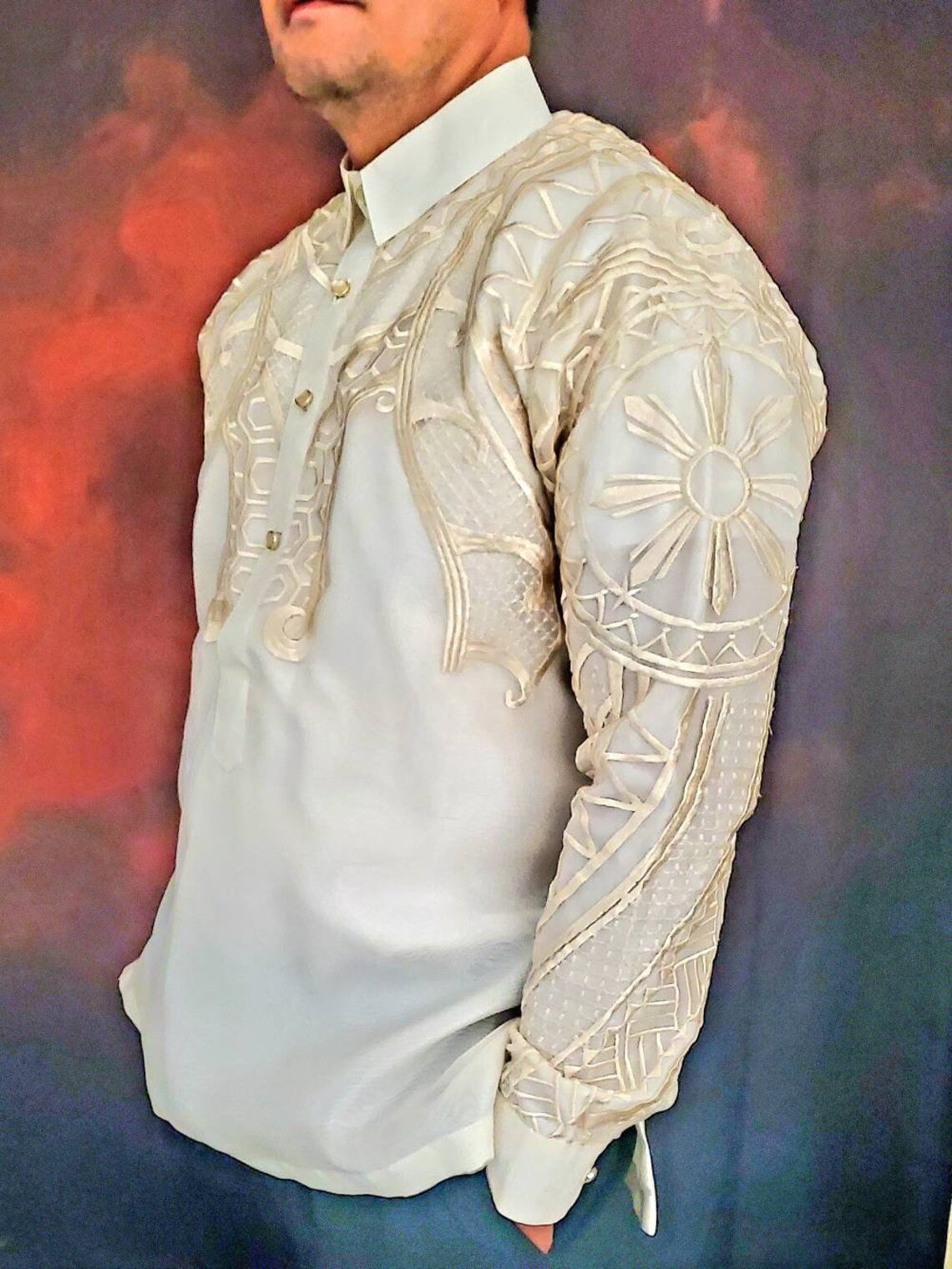 Barong Tagalog TRIBAL Style With Inner Lining Filipino National Costume ...