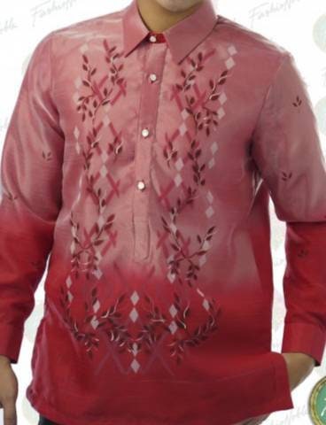 Custom Made BARONG TAGALOG MEDIUM with Inner Lining for Mr. Benjie Q - Red