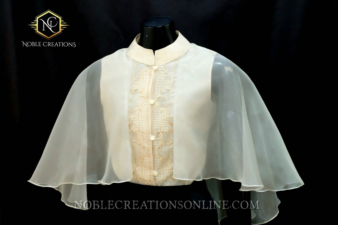 Modern FILIPINIANA Silk Embroidered CAPE Barong - BEIGE - Etsy
