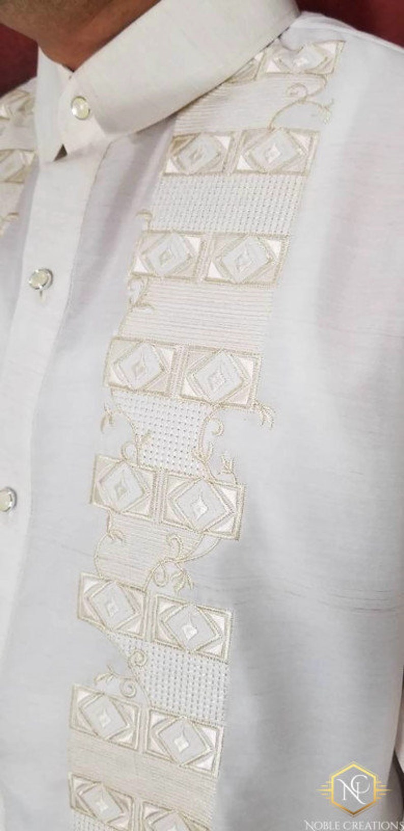 BARONG TAGALOG Full Open Embroidered Jusi-cotton Blend Fabric | Etsy