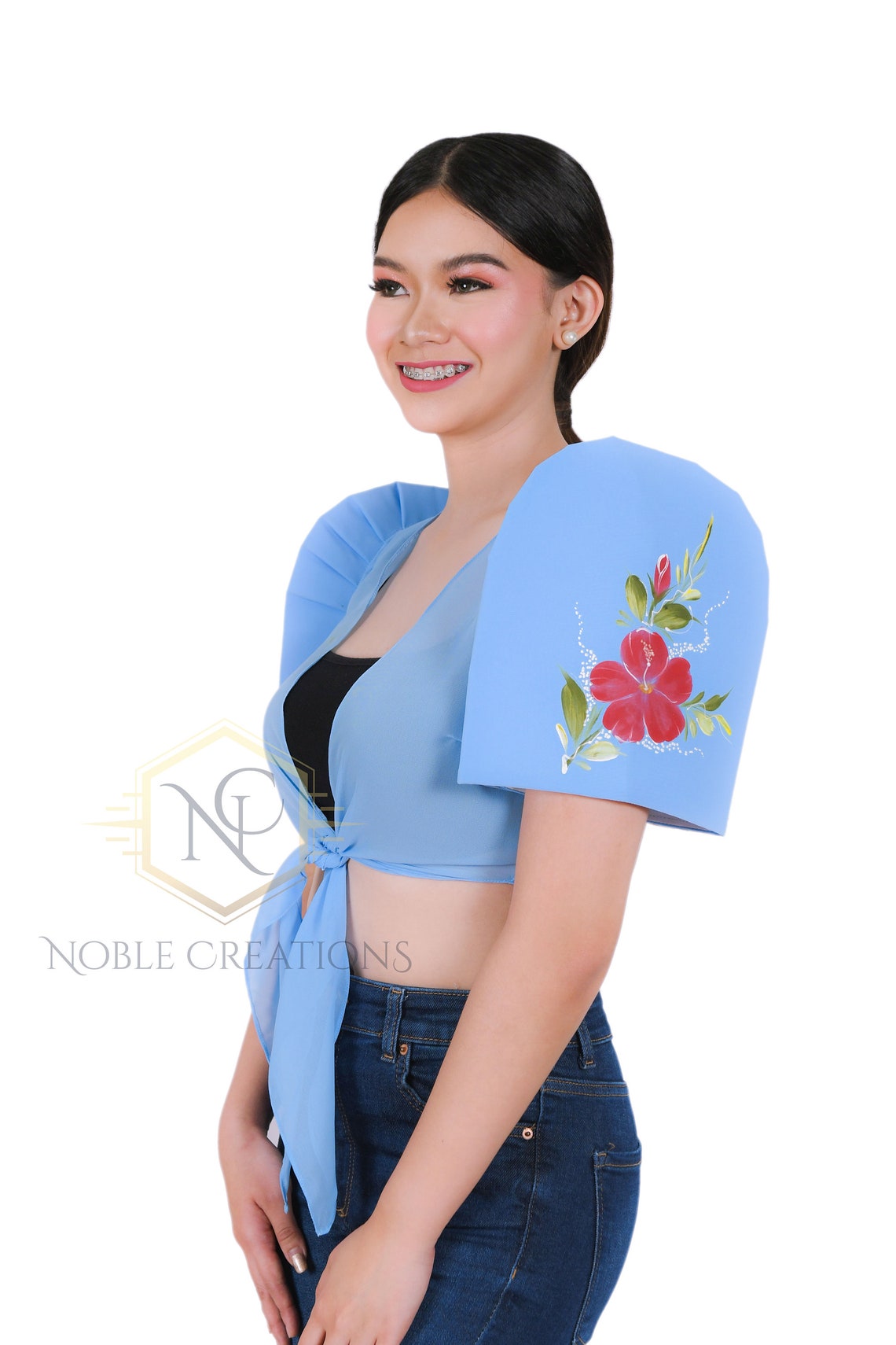 FILIPINIANA CHIFFON BOLERO Hand-painted Philippine National Costume ...