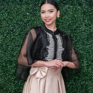 Modern FILIPINIANA Inspired Silk Embroidered CAPE BARONG Tagalog ...