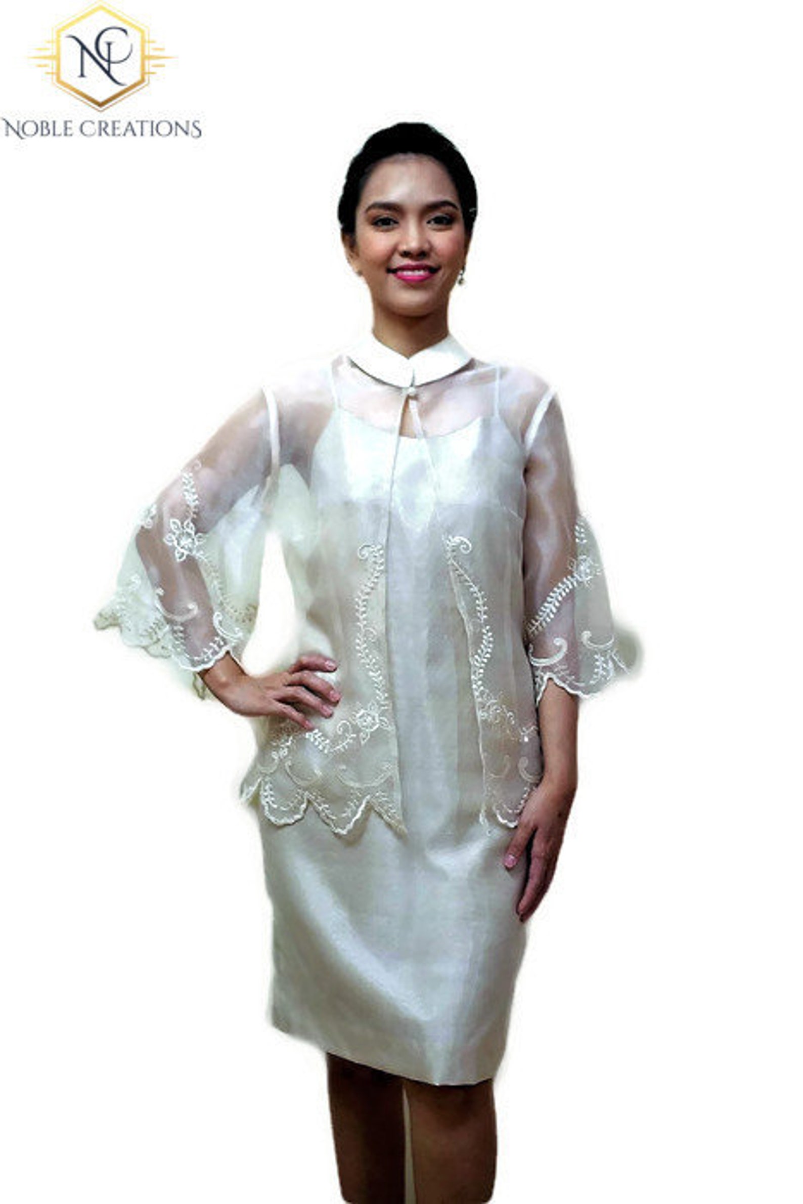Modern FILIPINIANA Silk EMBROIDERED BLAZER/ Blouse Barong Tagalog ...