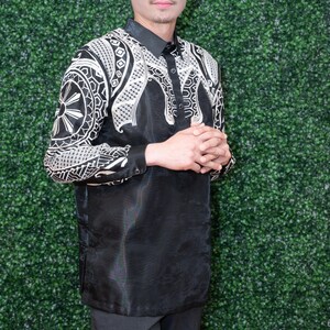 Barong Tagalog TRIBAL Style With Inner Lining Filipino National Costume ...
