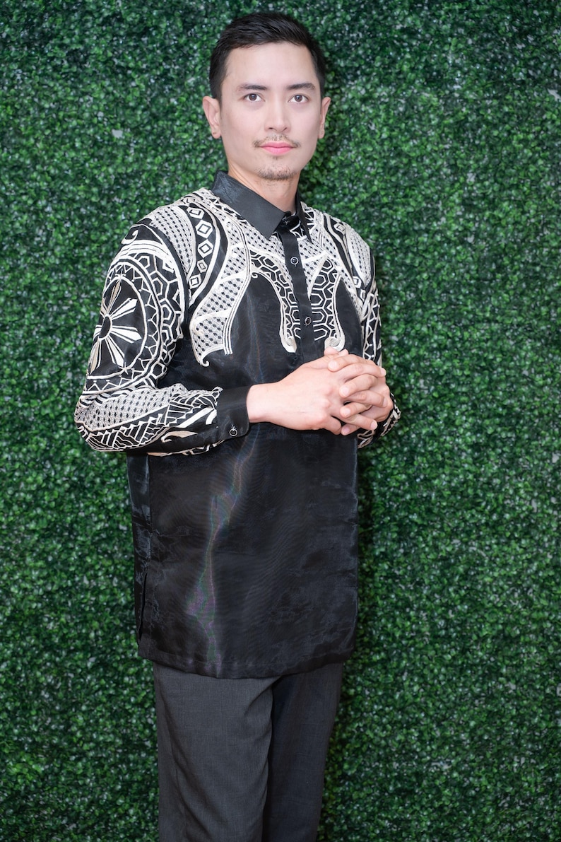 Barong Tagalog TRIBAL Style With Inner Lining Filipino National Costume ...