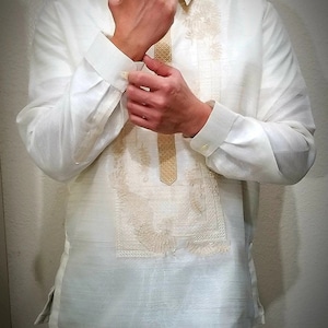 Double Collar BARONG TAGALOG Filipino National Costume FILIPINIANA ...