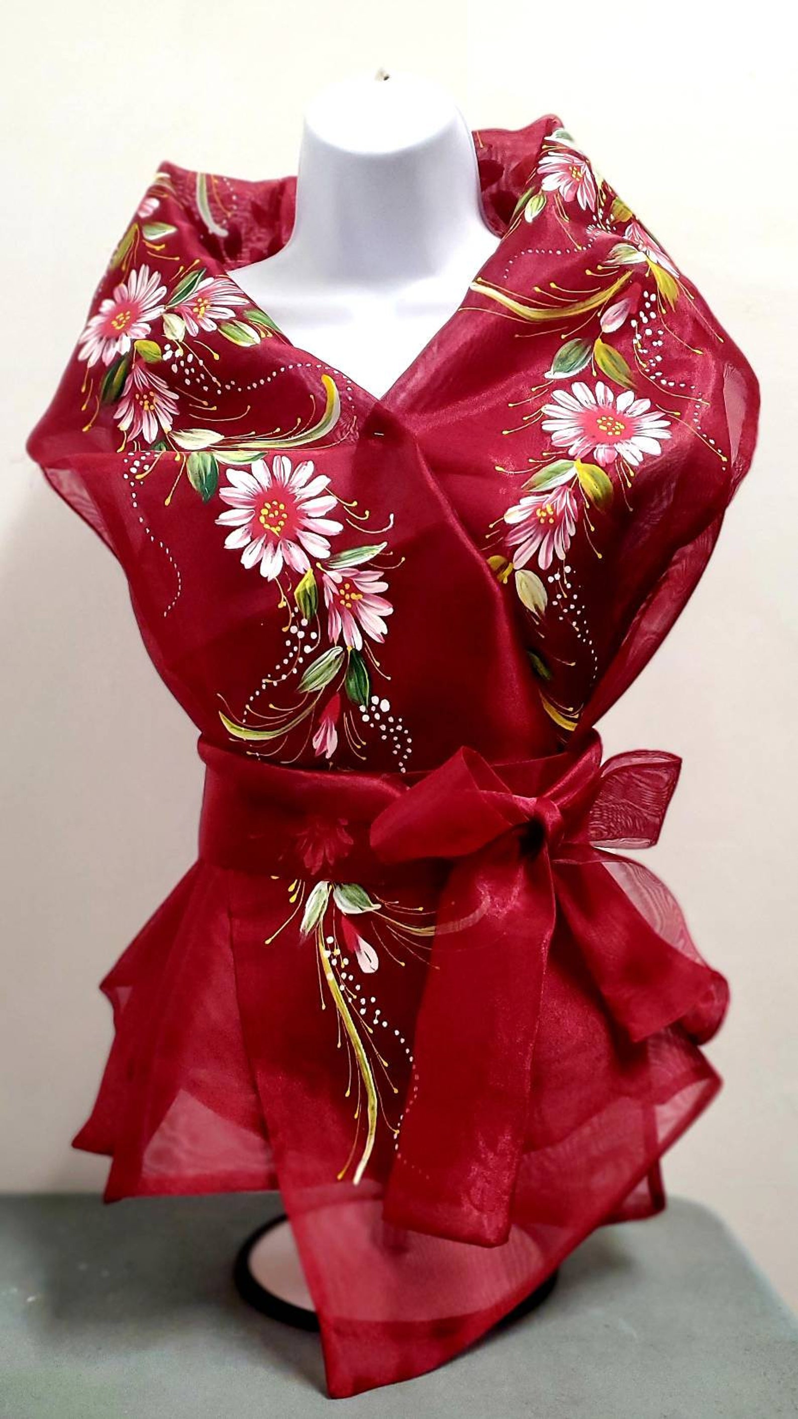 FILIPINIANA Hand-painted WRAP BLOUSE Barong Tagalog Philippine National ...