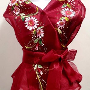 FILIPINIANA Hand-painted WRAP BLOUSE Barong Tagalog Philippine National ...