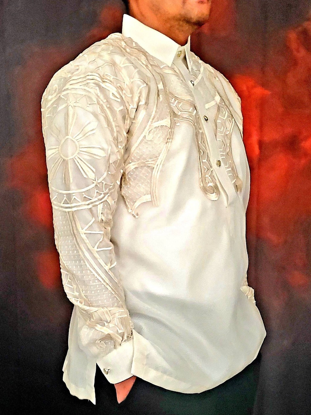 Barong Tagalog TRIBAL Style With Inner Lining Filipino National Costume ...