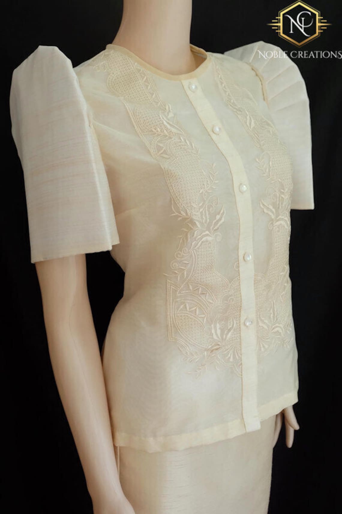 Modern FILIPINIANA Ladies BARONG TAGALOG Blouse in Mestiza Sleeves ...
