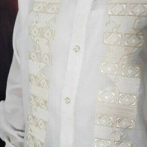 BARONG TAGALOG Full Open Embroidered Jusi-cotton Blend Fabric With ...