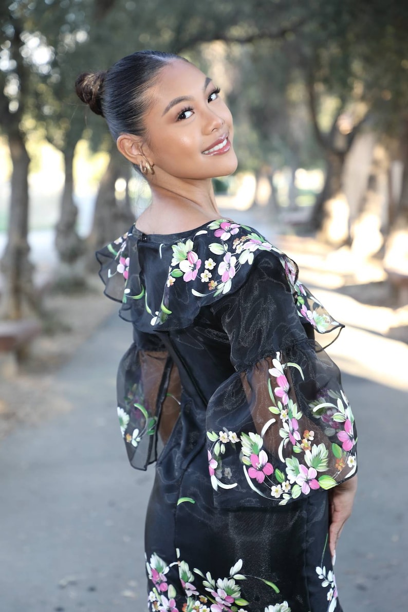 FILIPINIANA DRESS Black Hand-painted Serpentina Gown With - Etsy