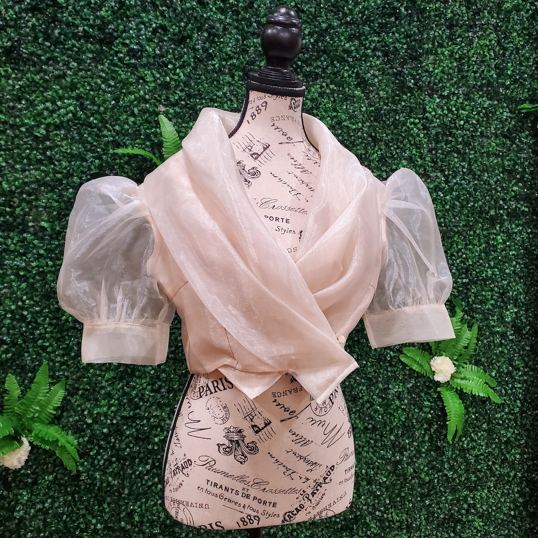 FILIPINIANA Panuelo Blouse With Puff Sleeves - Maria Clara Philippine ...