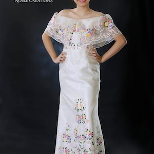 FILIPINIANA Dress Hand-painted and Embroidered "maria Clara Terno ...