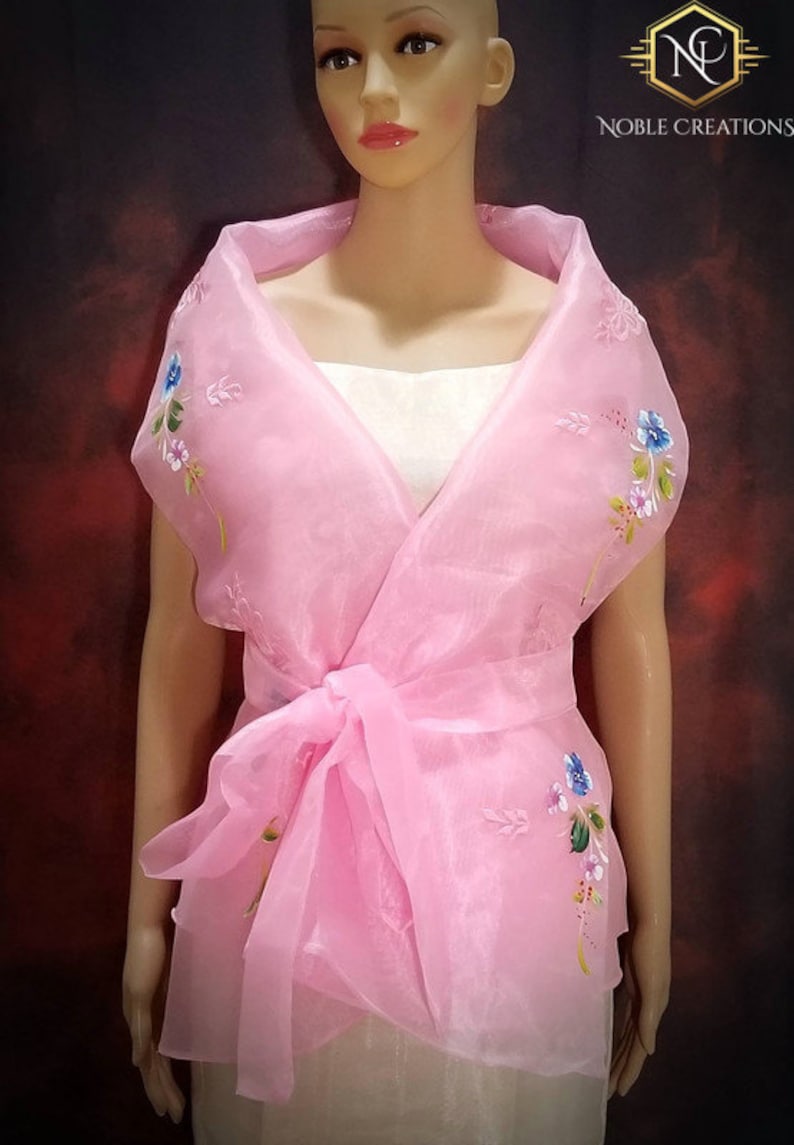 FILIPINIANA Hand-painted WRAP BLOUSE Barong Tagalog Philippine | Etsy UK