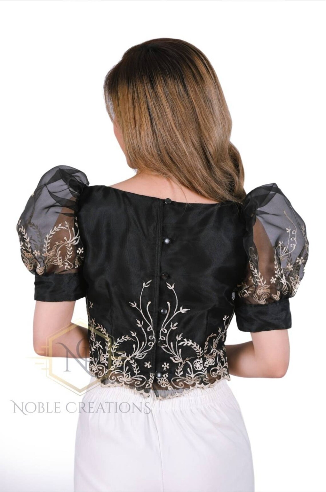 FILIPINIANA EMBROIDERED Cropped KIMONA With Puff Sleeves - Maria Clara ...