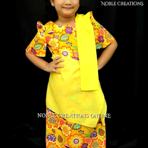 KIDS FILIPINIANA DRESS Floral Patadyong Philippine National - Etsy Hong ...