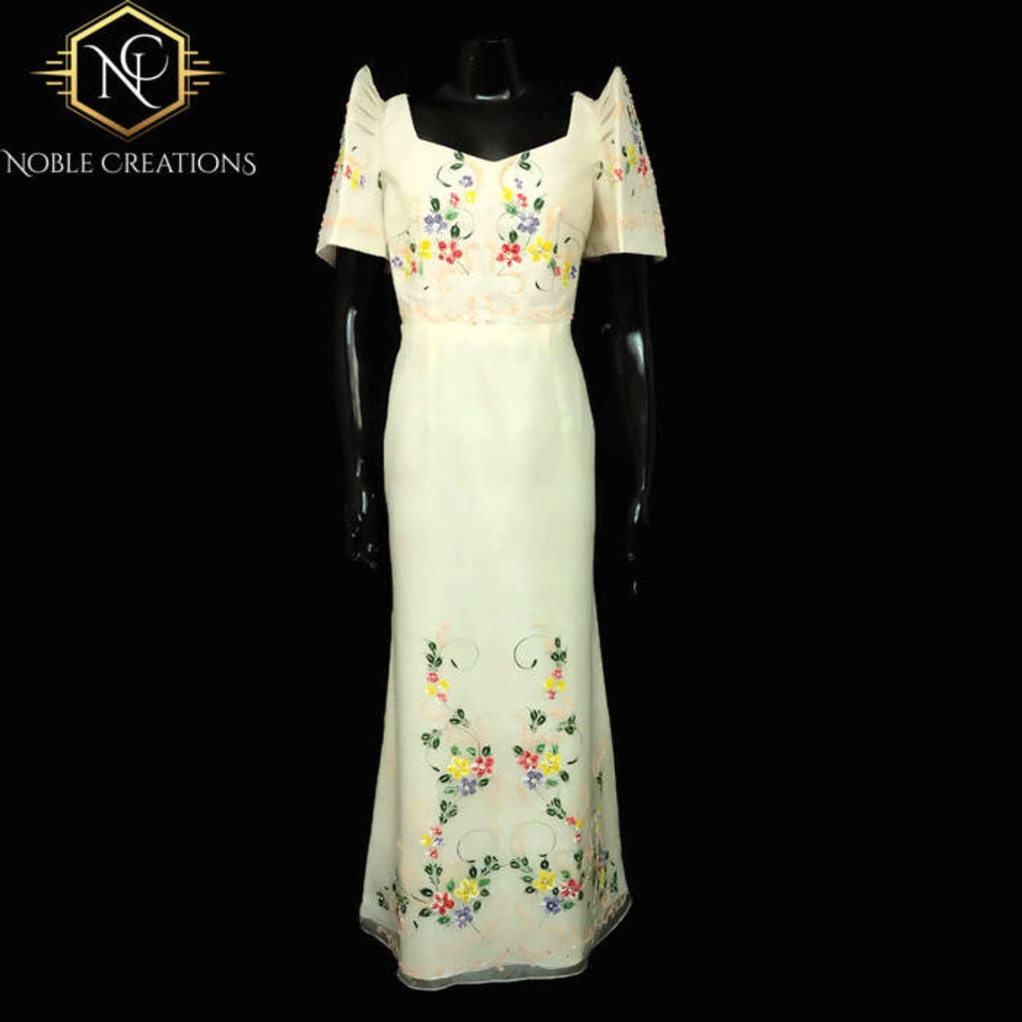 FILIPINIANA Dress Hand-painted and Embroidered Mestiza Maria Clara ...