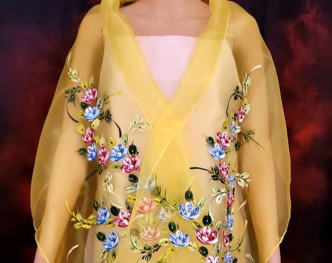 FILIPINIANA SHAWL Hand Painted Philippine ALAMPAY, Balabal, Panuelo ...