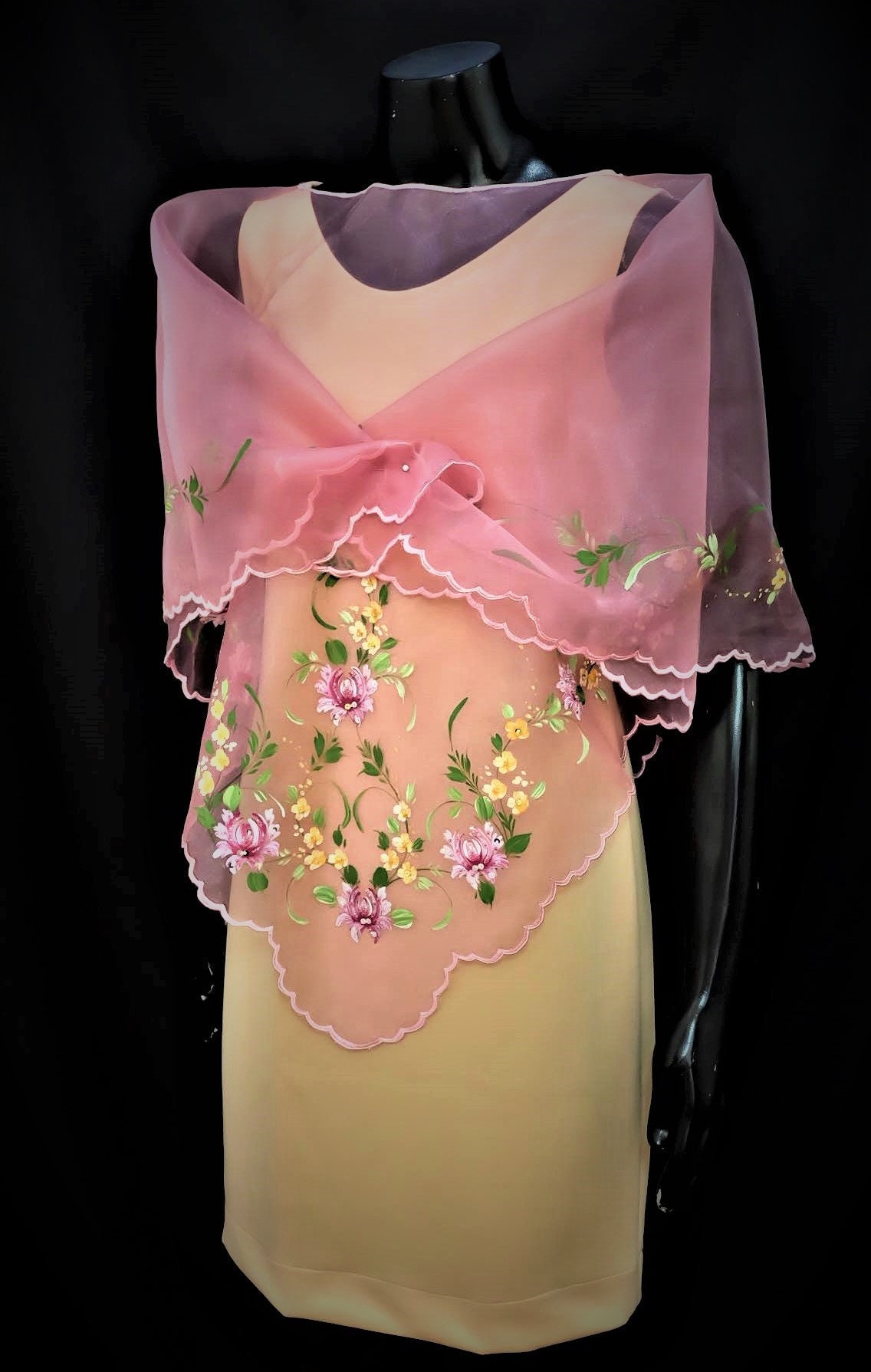 FILIPINIANA PONCHO PANUELO Hand Painted, Embroidered and Beaded ...