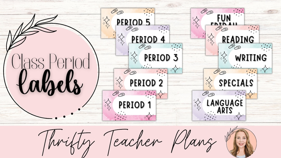 Watercolor Class Period Labels - Etsy