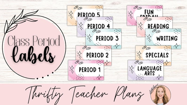 Watercolor Class Period Labels - Etsy