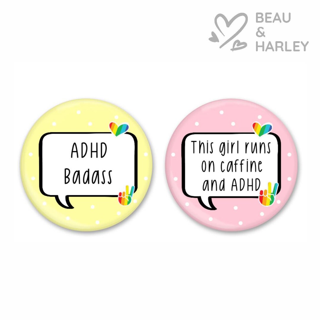Adhd Badge Kit Adhd Badass Pin This Girl Runs On Adhd And Etsy