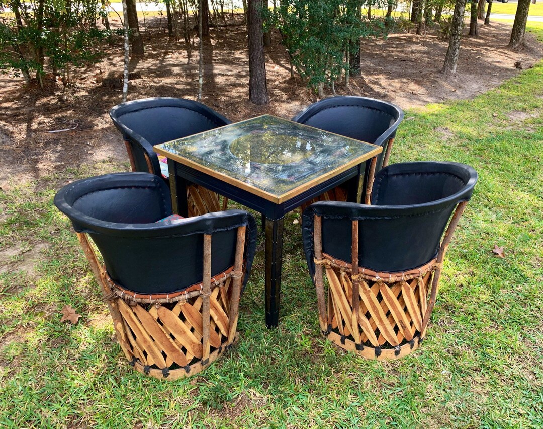 Vintage Dining Set Equipales Exlectic Morocco - Etsy