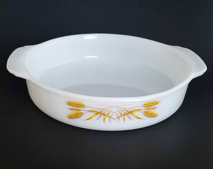Fire King Wheat Pattern Cake Pan With Handles (1962-1966) 8" Round Milk ...