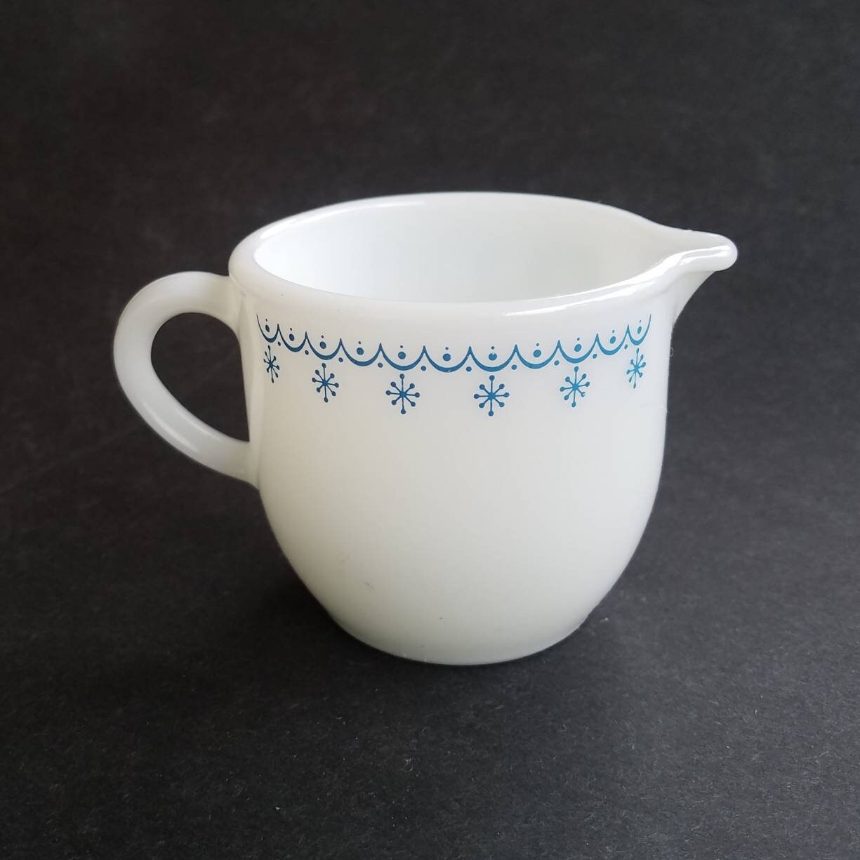 Vintage Pyrex Milk Glass Creamer Snowflake Blue Pattern 1970s | Etsy