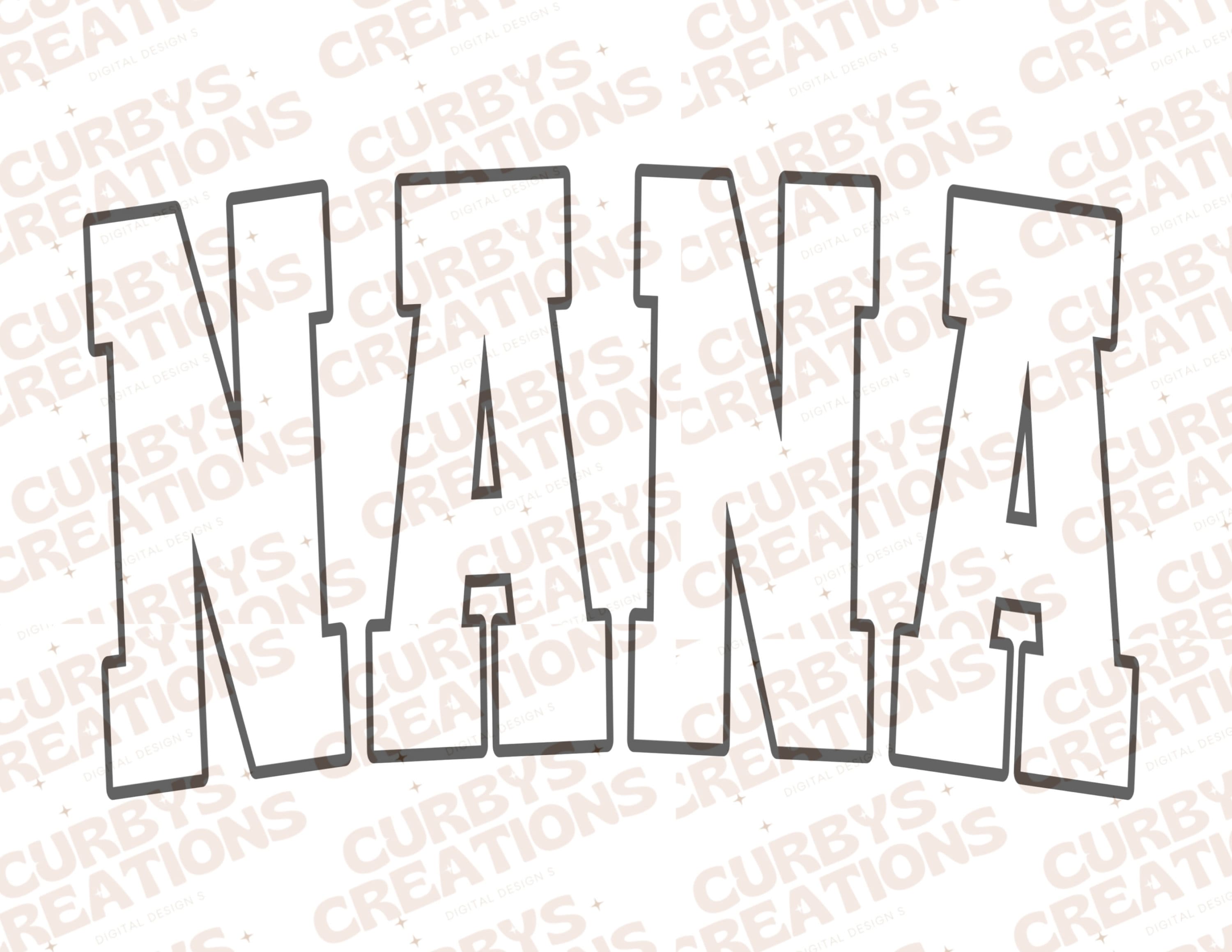 Nana Varsity Big Letters Grandma Name Png Digital Design Sublimation ...