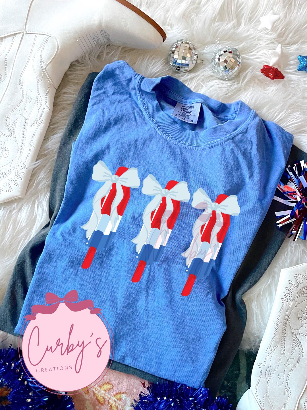 Ice Sickle Pops Cream Freedom America Flag Fourth of July Trendy Preppy ...