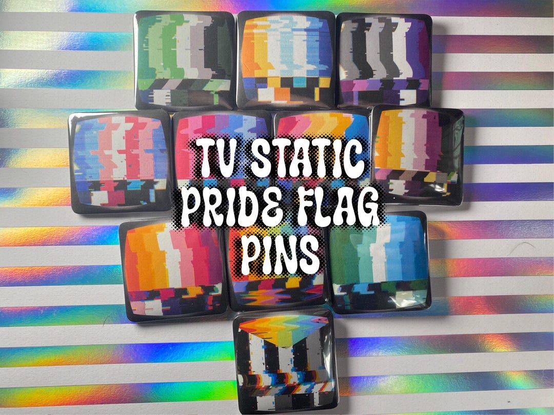 Pride Flag Tv Static 2inch Square Pin - Etsy