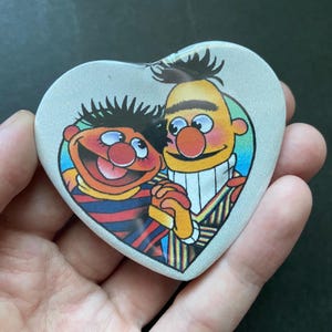 Ernie and Bert Sesame Street 2" Heart Shaped Pinback Button Accessory ...