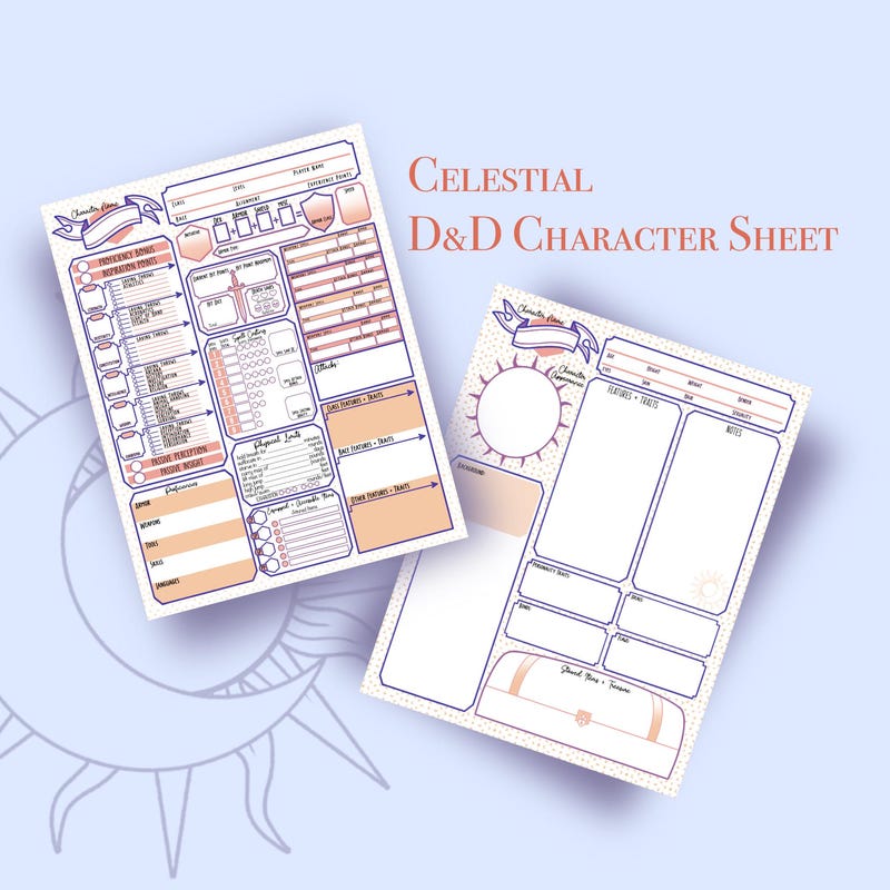 Dnd Character Sheet Cute - Etsy