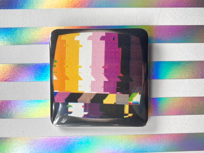 Pride Flag Tv Static 2inch Square Pin - Etsy