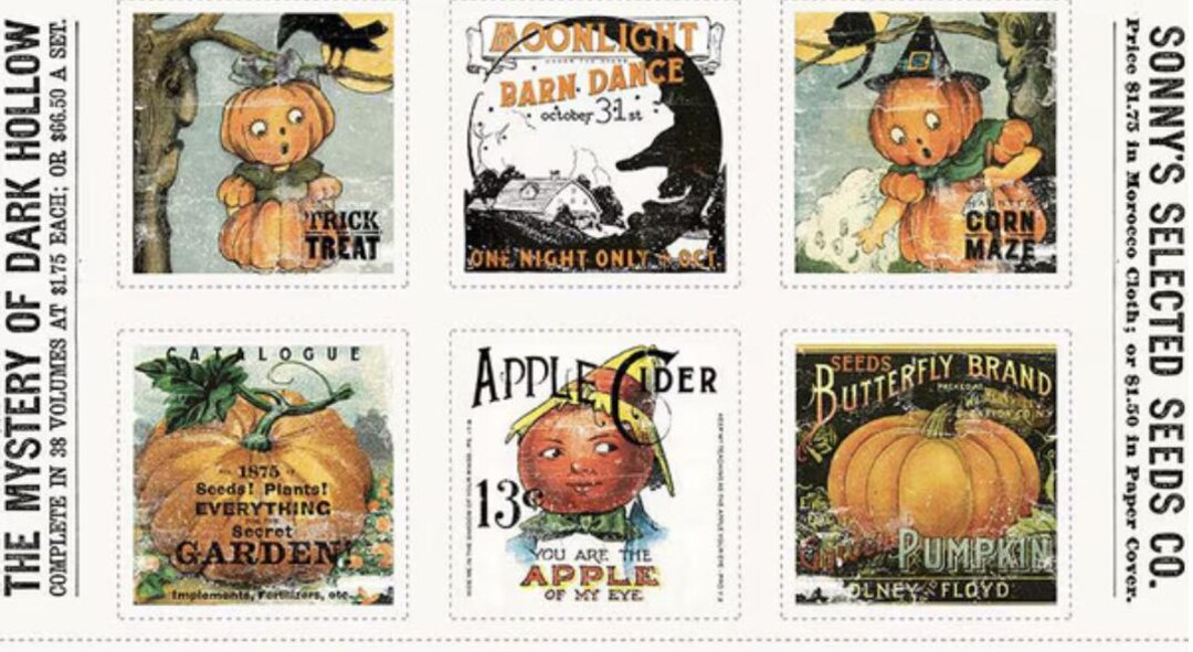 Riley Blake Designs, Halloween Fabric, Pumpkin Patch Seedy Characters ...