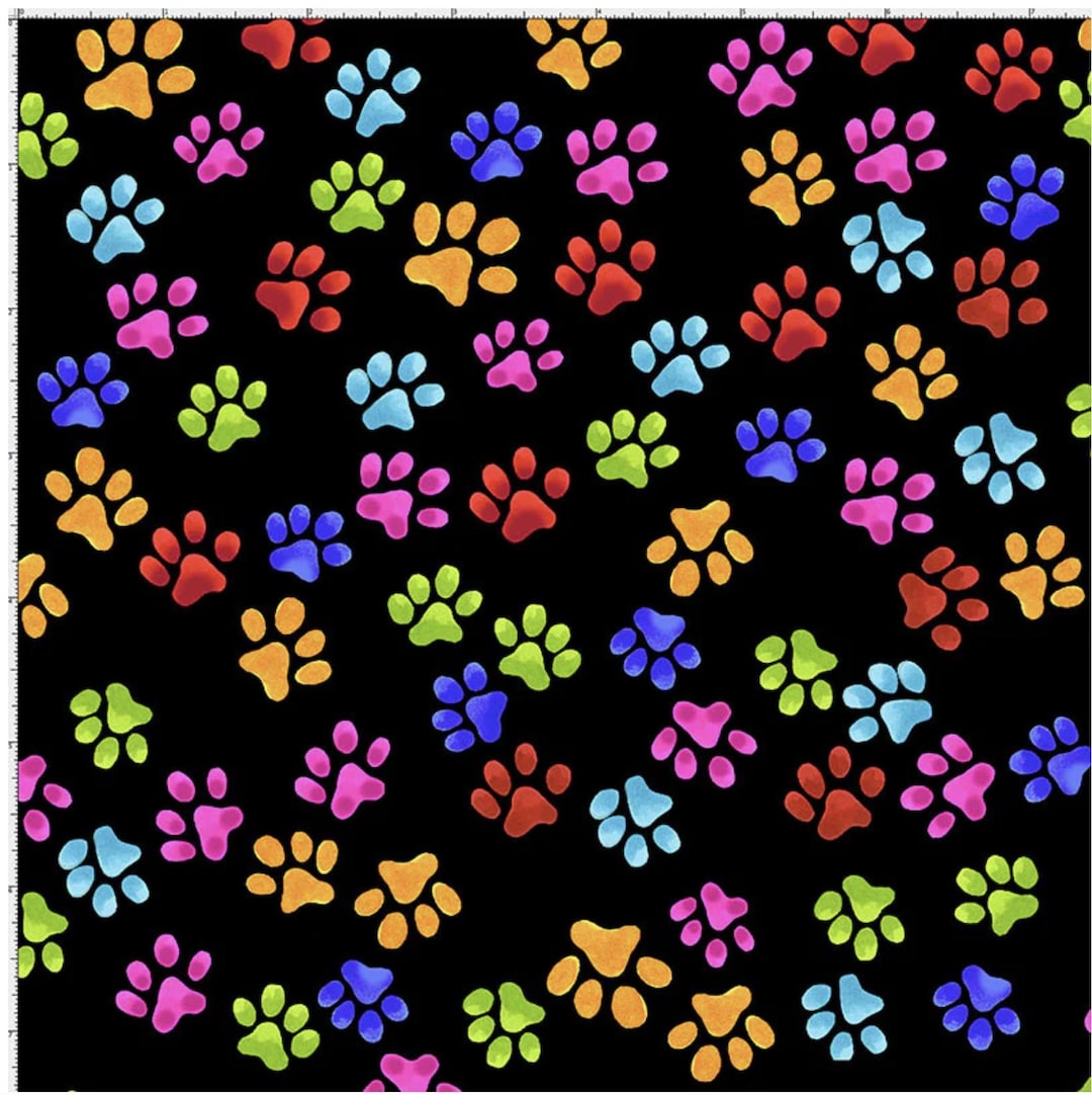 Loralie Designs, Go Paws in Black, Fabric by the Yard, Hearts, Quilting ...