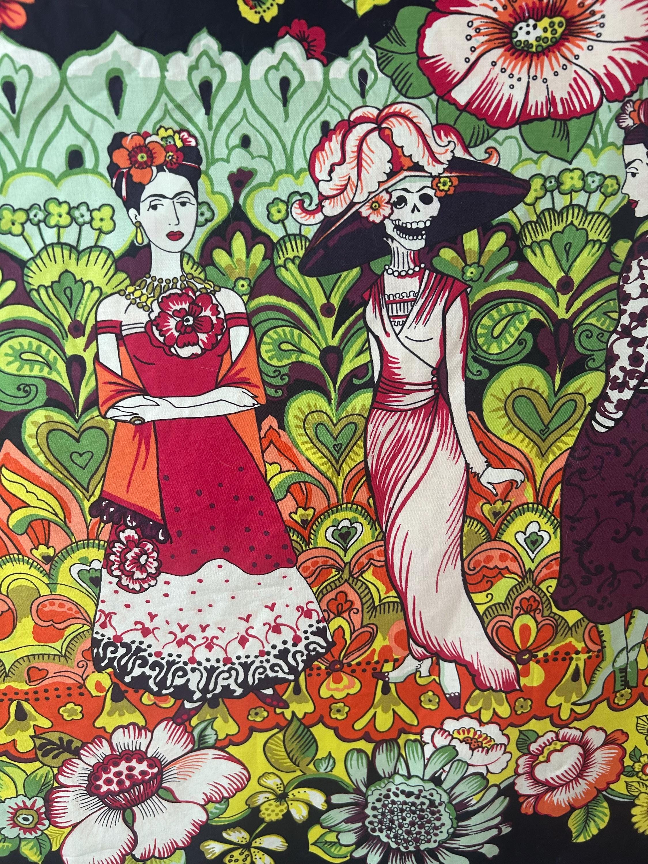 Frida La Catrina Fabric Panel: Alexander Henry Eggplant Cotton Print ...