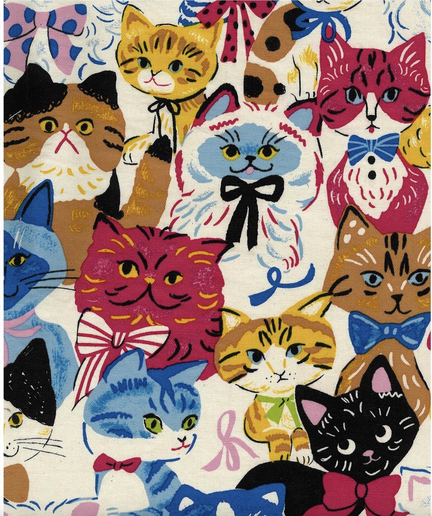 Retro Cat Oxford Fabric: Heavyweight Cotton Canvas for Sewing & Crafts ...
