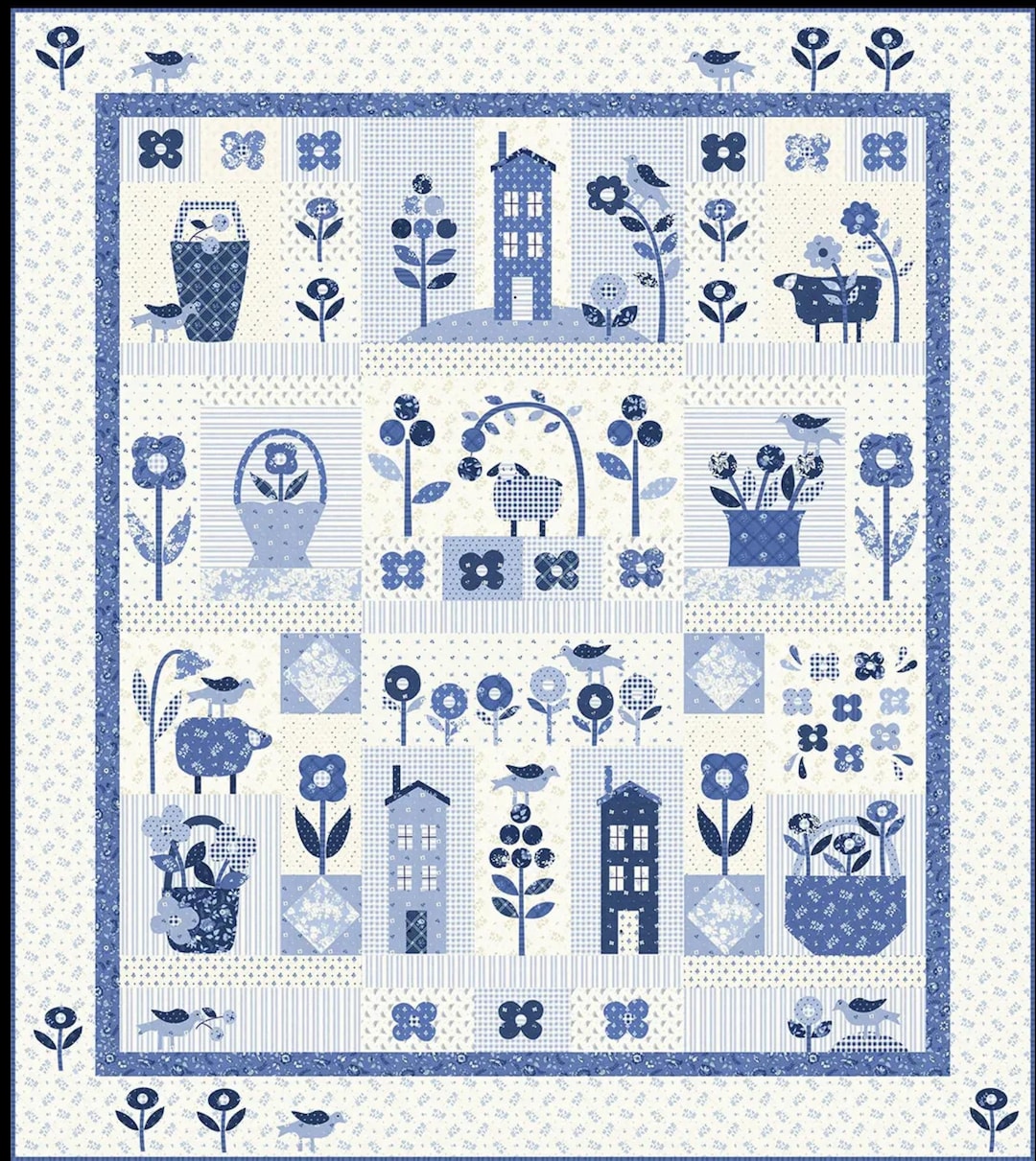 Blueberry Delight Appliqué Quilt Pattern: Bunny Hill Design Printed ...