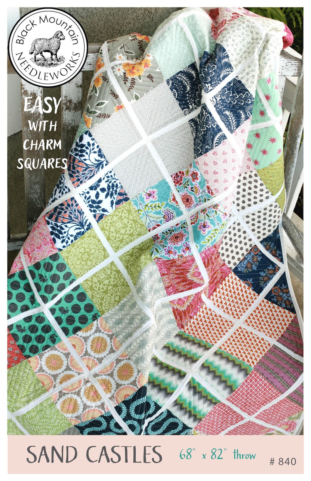 Sand Castles Quilt Pattern PDF Download, Easy Charm Squares, Throw Size ...