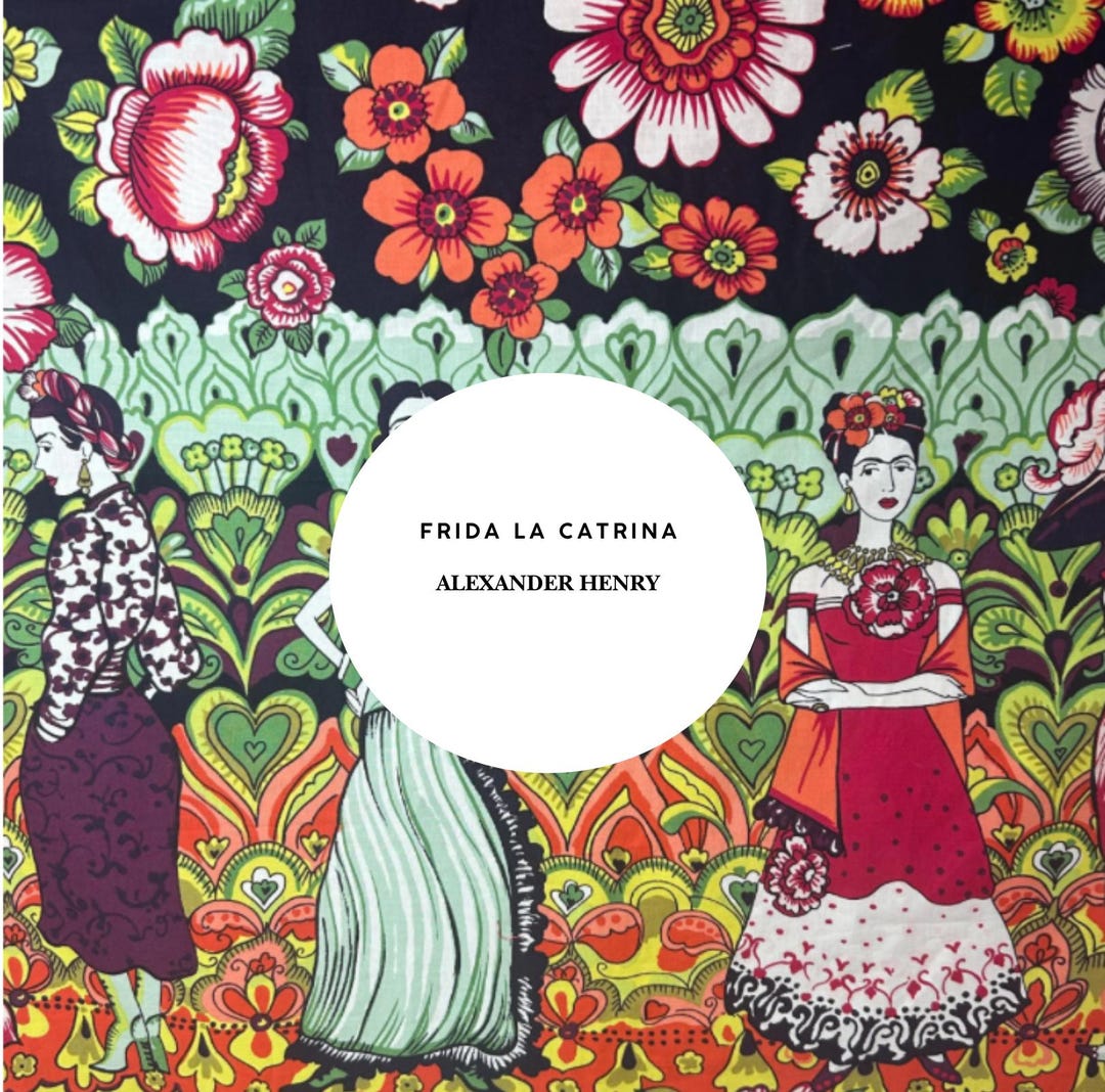 Frida La Catrina Fabric Panel: Alexander Henry Eggplant Cotton Print ...