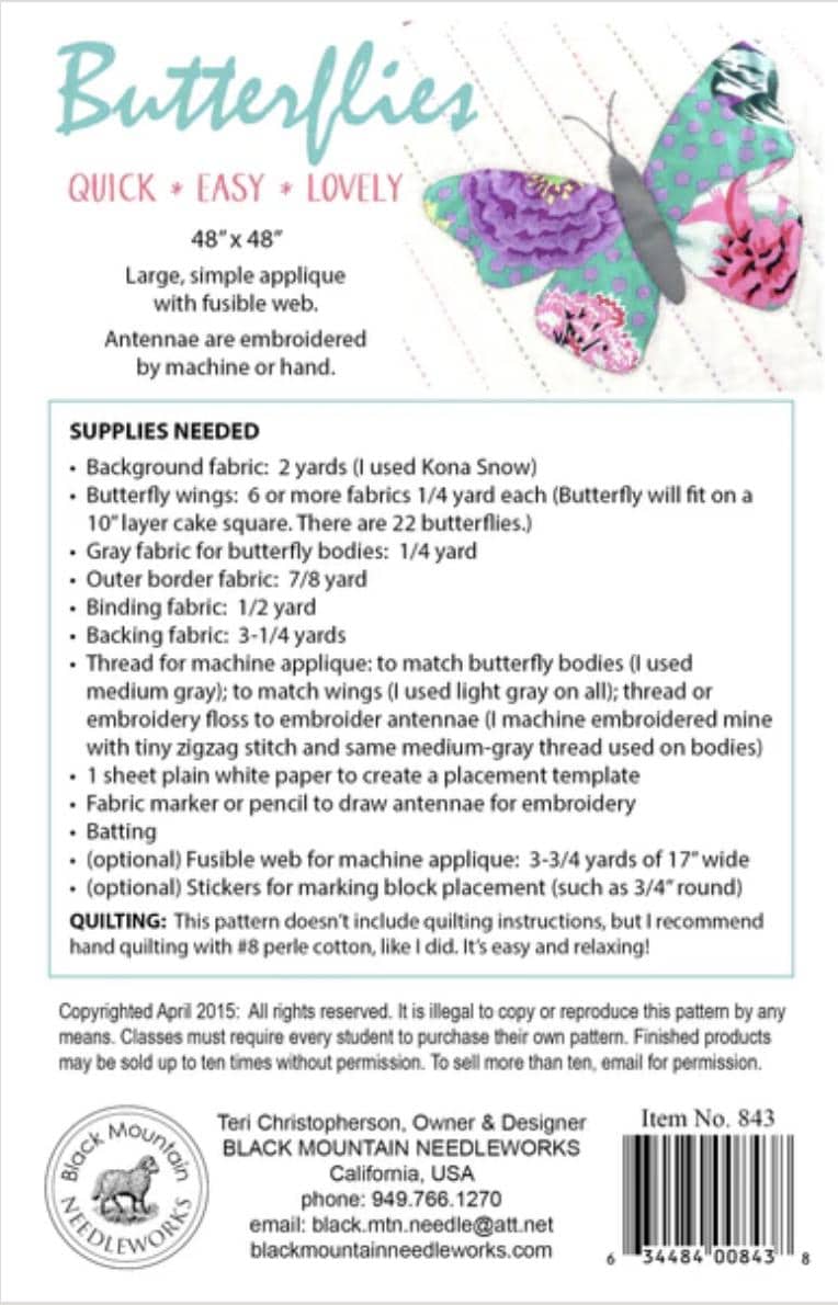 Butterflies Applique Quilt Pattern: Easy Beginner Project (PDF Download ...