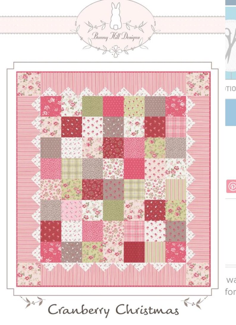Cranberry Christmas Quilt Pattern: Beginner Holiday Sewing - Bunny Hill ...