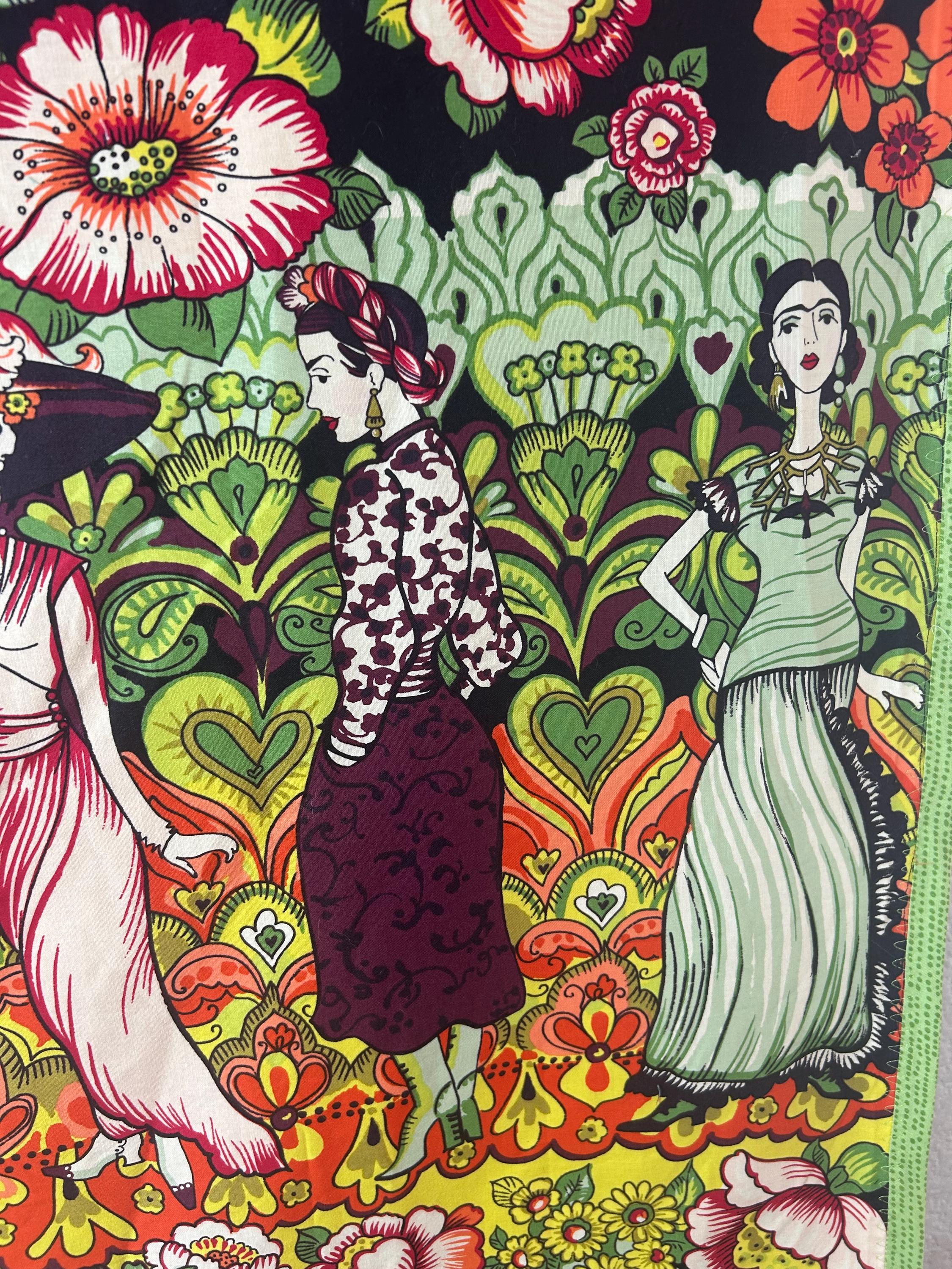 Frida La Catrina Fabric Panel: Alexander Henry Eggplant Cotton Print ...