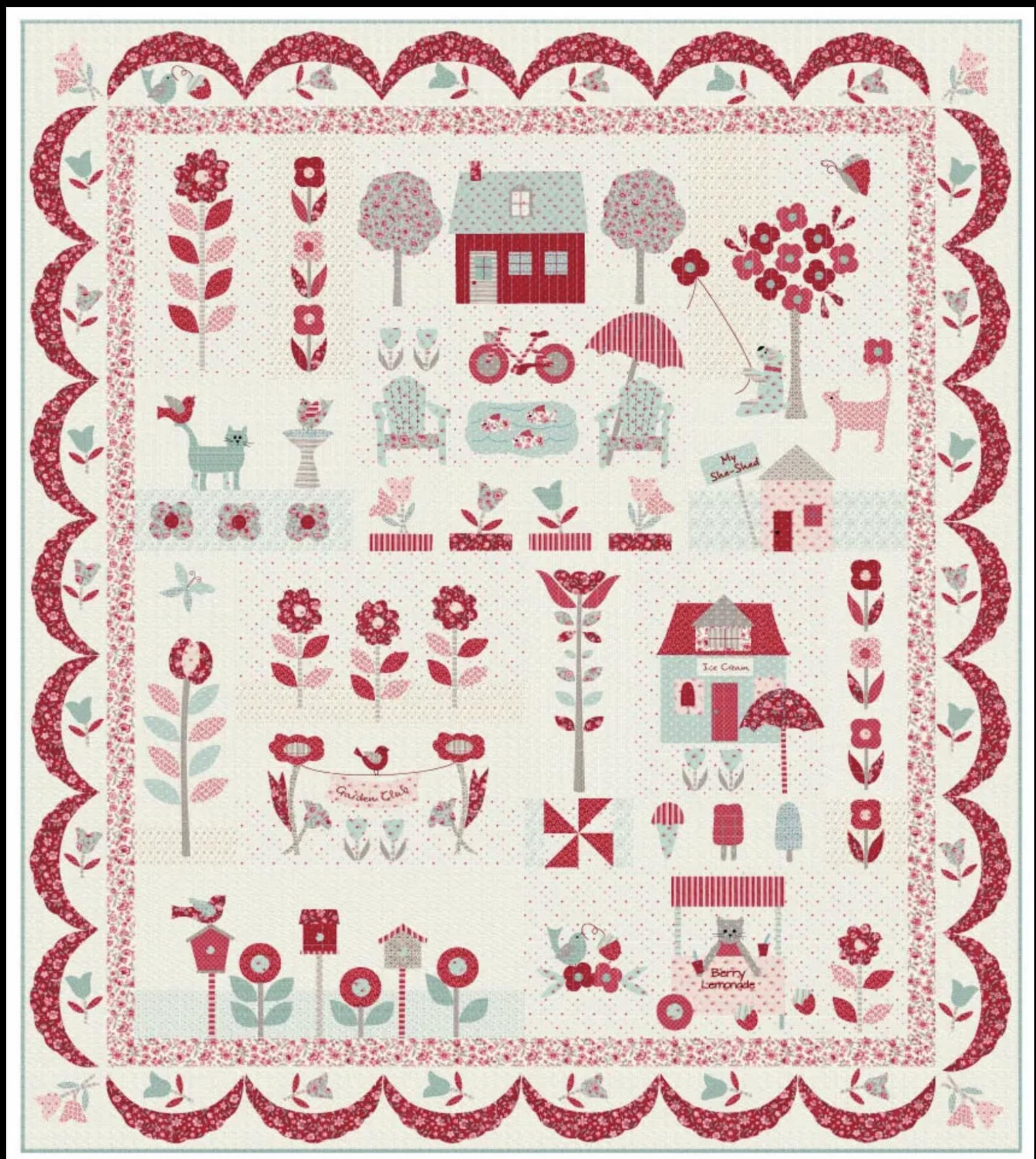 My Summer House Quilt Pattern: Appliqué Summer Quilting Project - Etsy