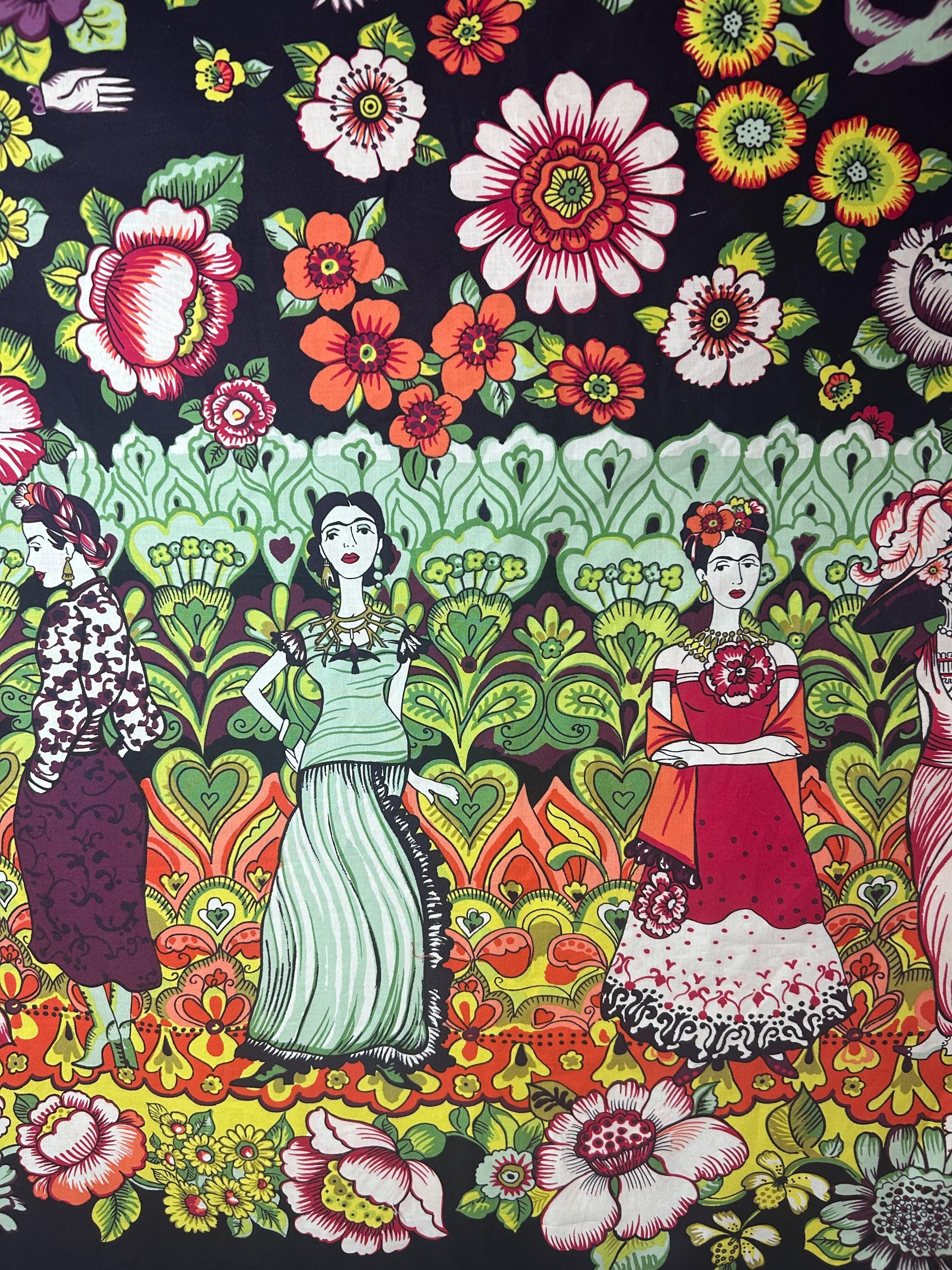 Frida La Catrina Fabric Panel: Alexander Henry Eggplant Cotton Print ...