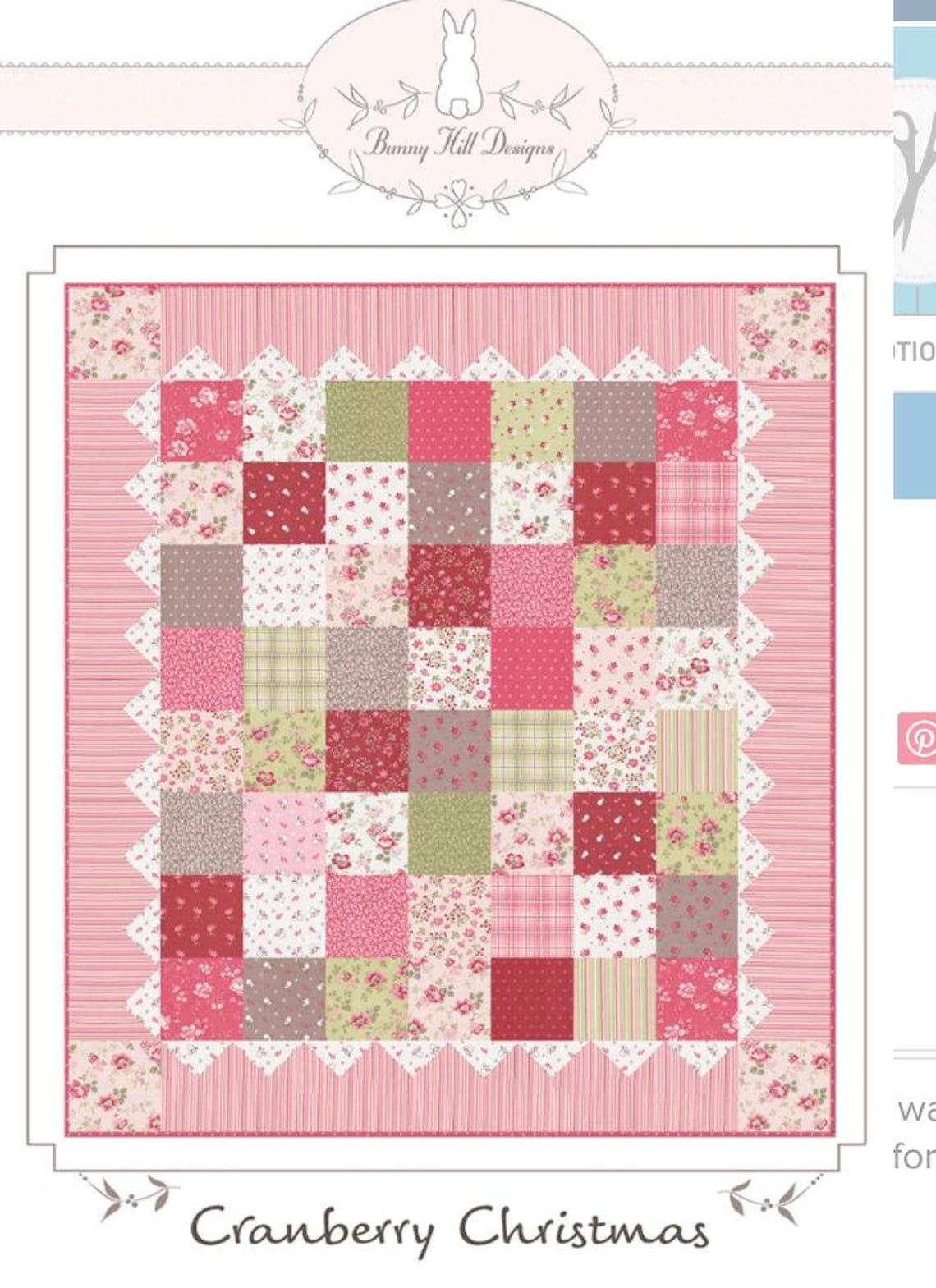 Cranberry Christmas Quilt Pattern: Beginner Holiday Sewing - Bunny Hill ...